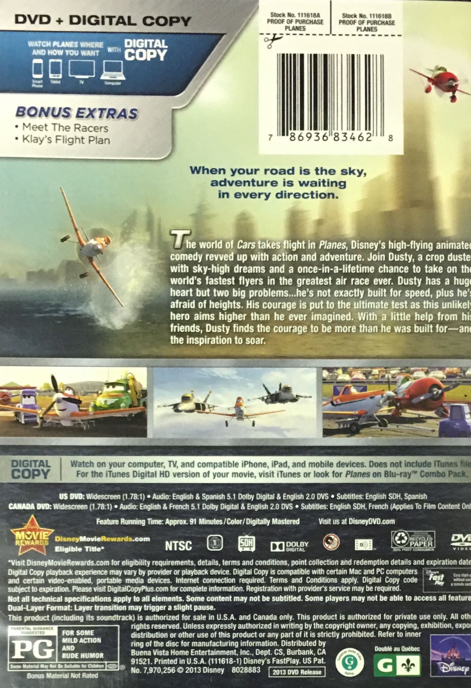 Planes Dvd Digital Copy 2013 Walt Disney Thermal Printer Outlet
